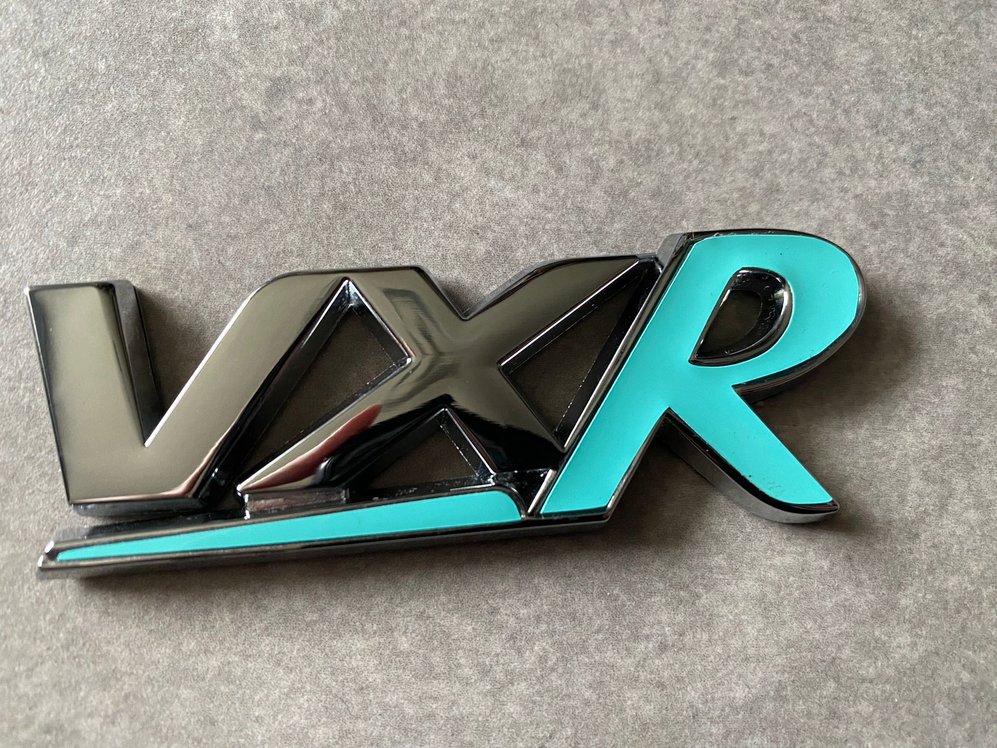 Chrome VXR Badge with Vinyl Inlays (Front - Plate & Screw) | UnityStickers
